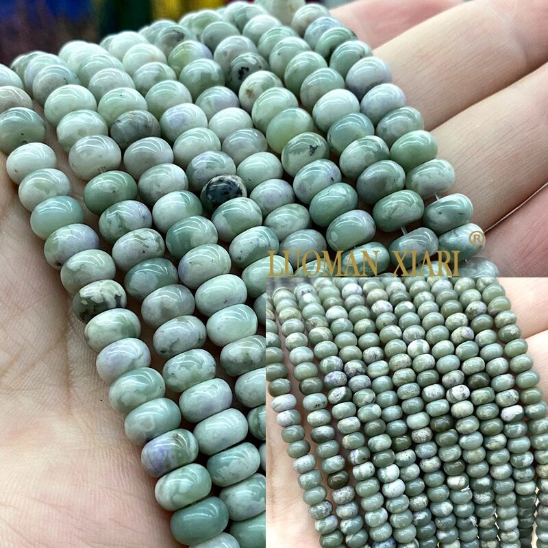 Бусины из халцедона, 4x6 мм, цвет: Auspicious jade, 88-90 шт.