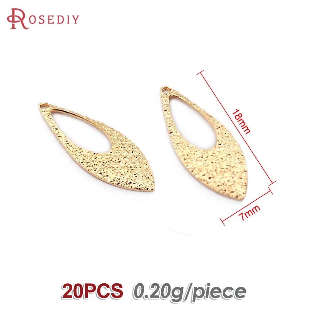 20 шт, 18-каратное золото, латунные матовые подвески в форме капли, серьги высокого качества, ювелирные изделия своими руками, аксессуары Rosediy, официальная веб-сайт