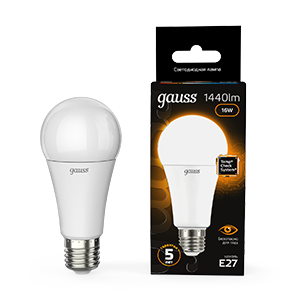 Лампа светодиодная Gauss Black A60, 16W, 1440lm, 3000K, цоколь E27, LED