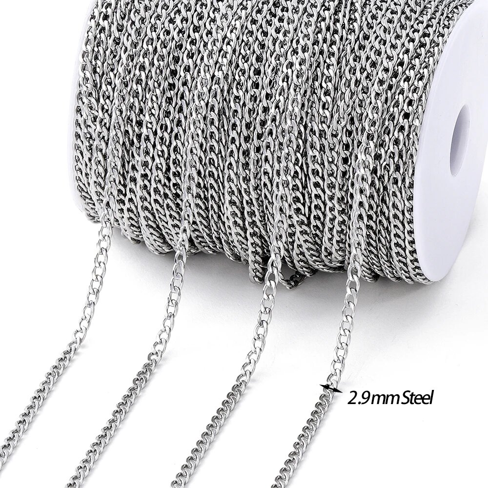 Цепочка ювелирная стальная 2.9mm, S6 Steel, 2 метра