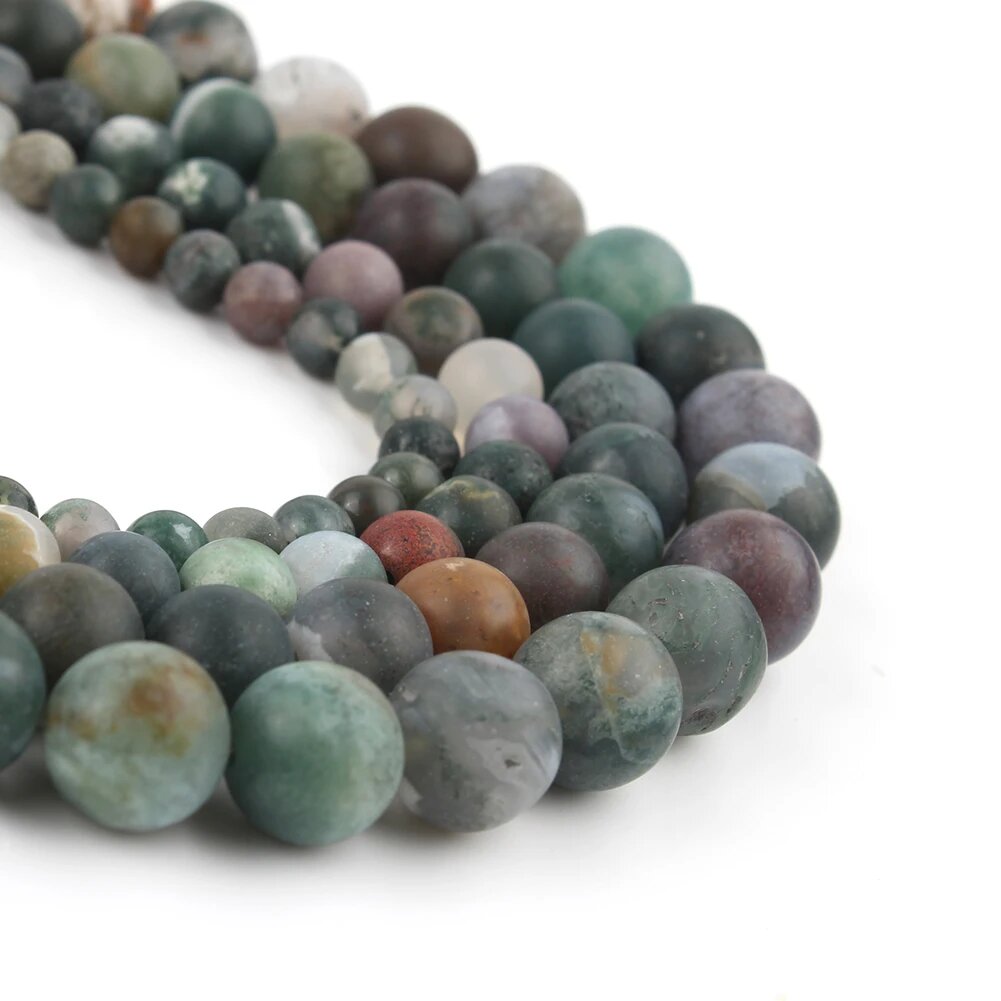 Матовые розовые бусины из яшмы "Зебра" 4-12 мм 6mm 61pcs, Indian agate