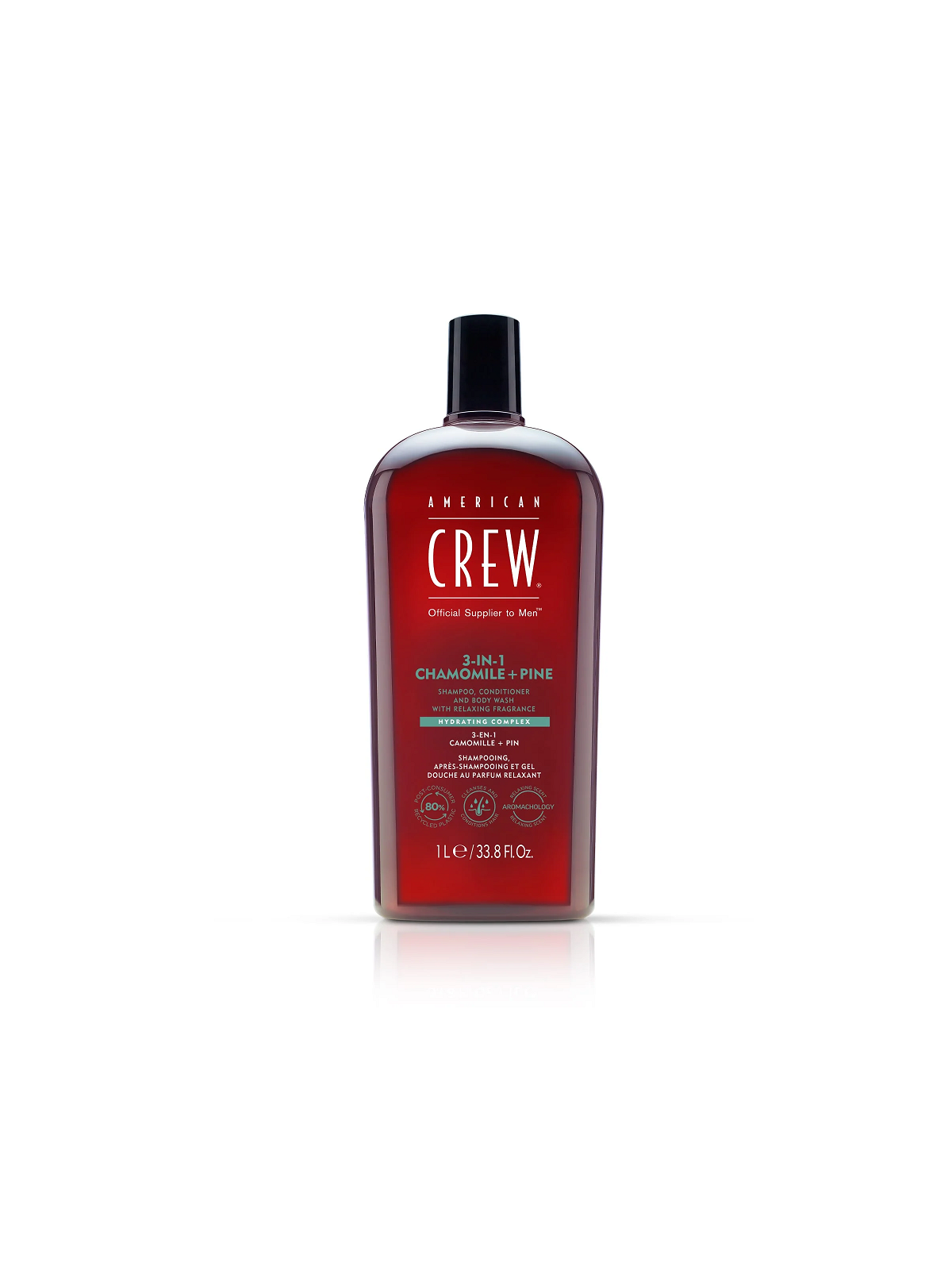 American Crew 3-in-1 Chamomile + Pine - Шампунь, кондиционер и гель для душа с ароматом ромашки и сосны 1000 мл