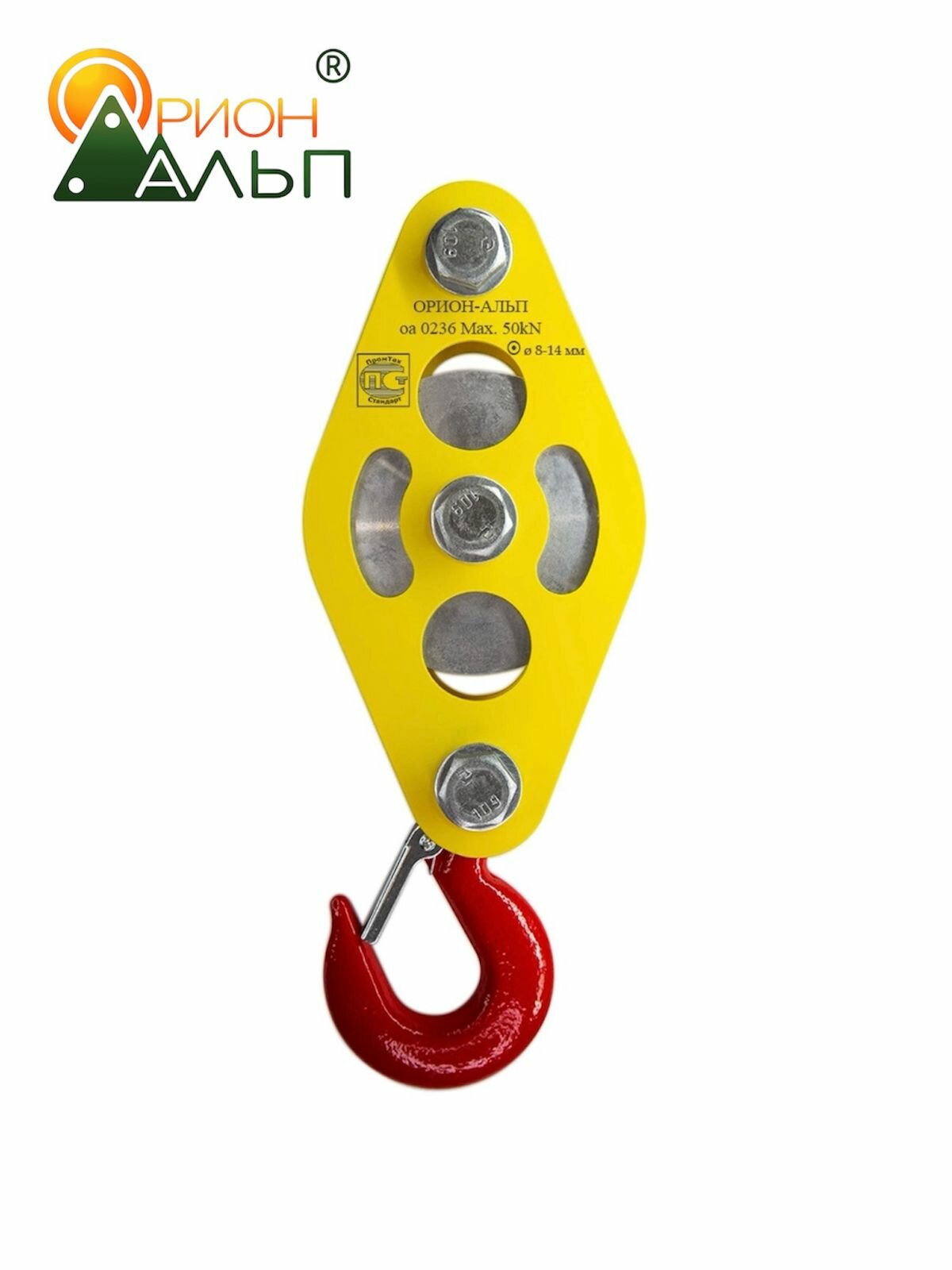 Блок-ролик Пром-Альп ОА023, одинарный, с крюком, конструкционная сталь, 30см