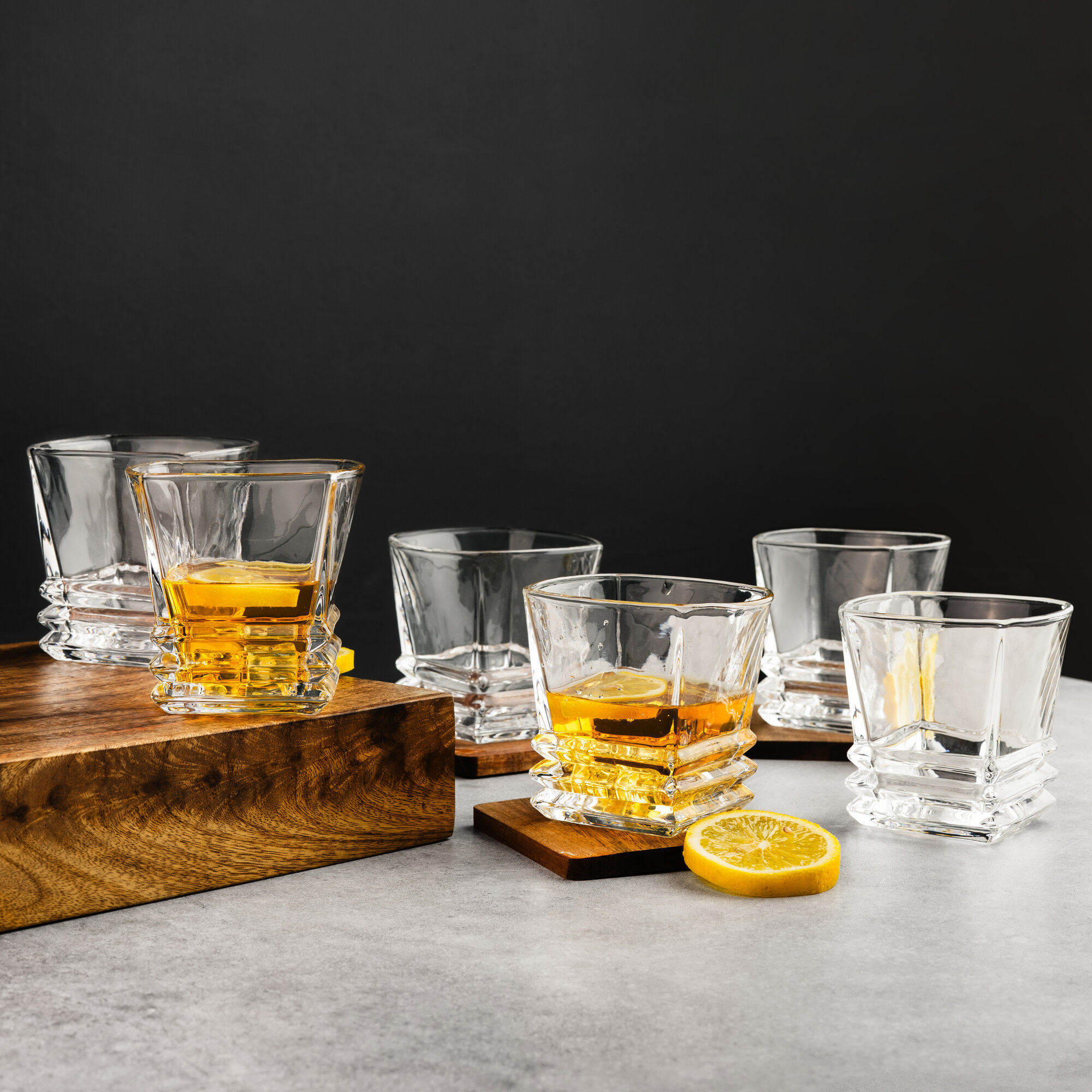 Набор стаканов для воды, виски и коктейля 280 мл 6 шт хрустальное стекло MGline Line