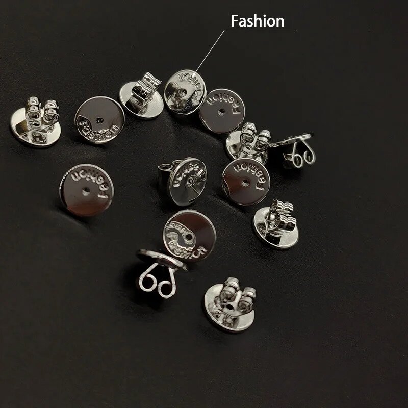 Заглушки для сережек-гвоздиков, Fashion Rhodium, 8 мм, 4 шт.