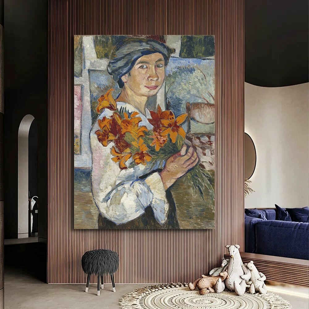 Репродукция / Картина на холсте, Наталия Гончарова "Автопортрет", 50х70 см.