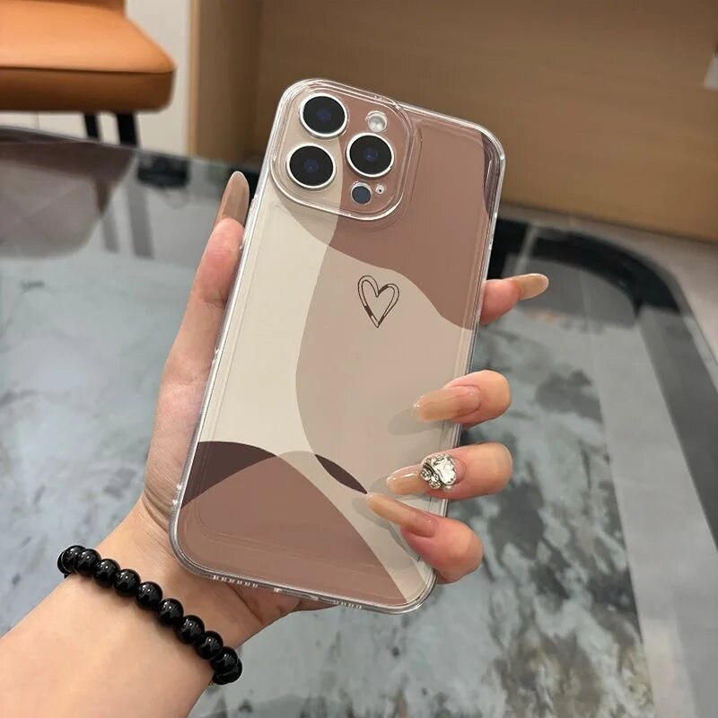 Чехол Love Heart для iPhone 17, чехол для iPhone 11, 12, 15 Pro Max XS XR X 7, 8, 14, 16, 17 Plus 16E, прозрачные силиконовые чехлы XK-AXNSMT0525006, For iphone 16E