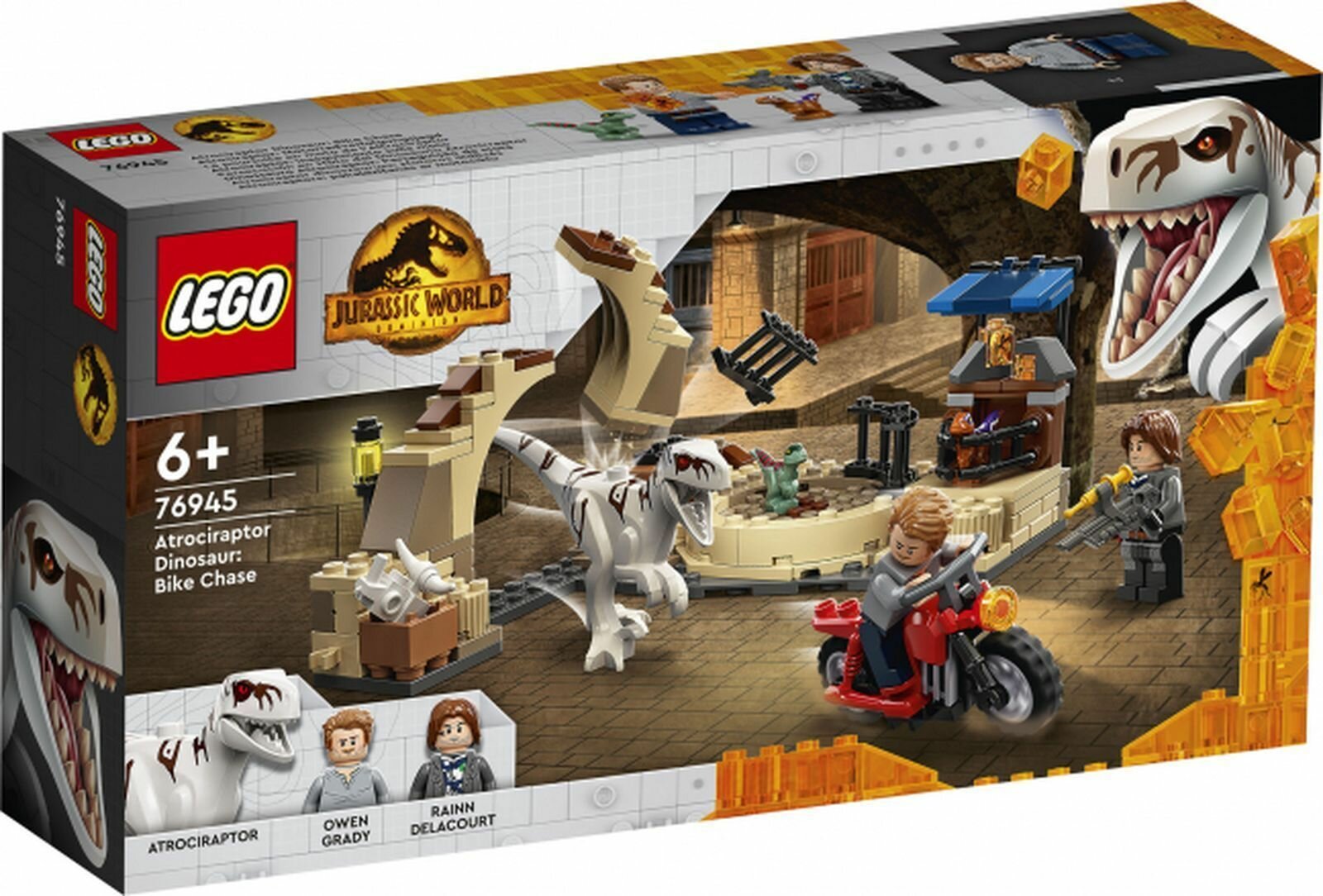 Конструктор Jurassic World Атроцираптор: погоня на мотоцикле, 169 деталей, 6+, 76945 LEGO мотоцикл динозавр игровой набор
