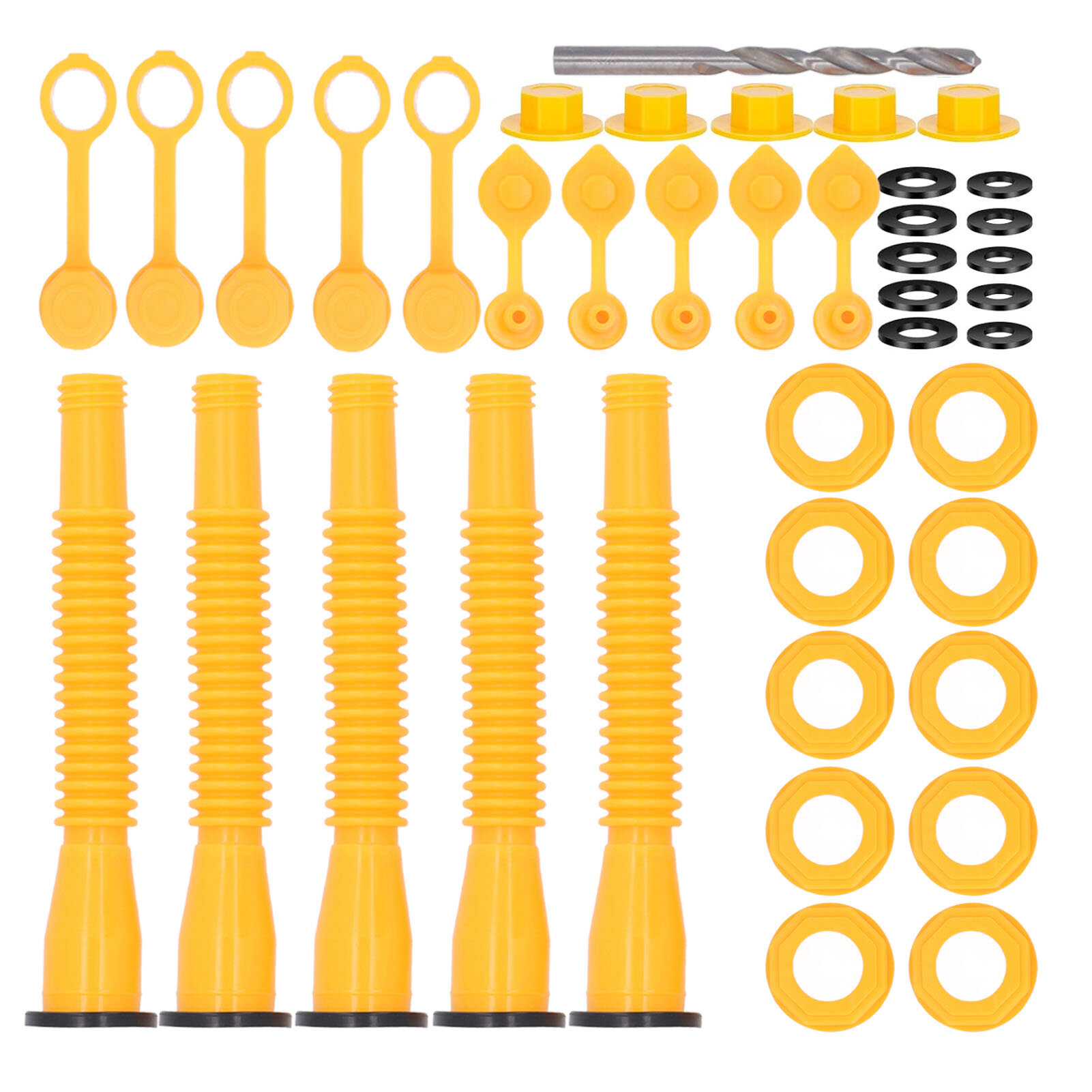 Комплект из 5 насадок для бензобаков с защитой от проливания, изготовленных из гибкого полиэтилена высокой плотности (HDPE), диаметром 8,1 дюйма, подходит для 1, 2 и 10-галлонных топливных канистр.