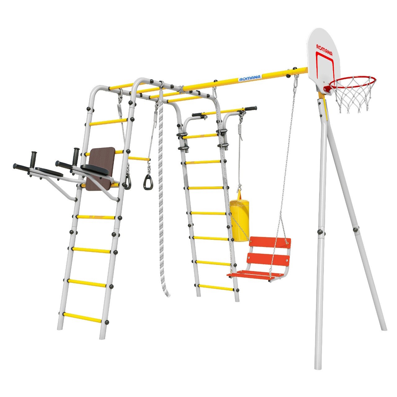 Детский спортивный комплекс Romana Fitness + цепные качели 103.20.05, grey/yellow