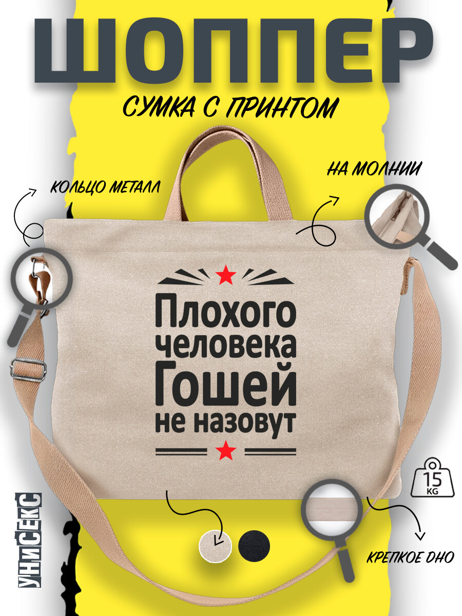 Сумка  шоппер y2k через плечо с именем Георгий Гоша