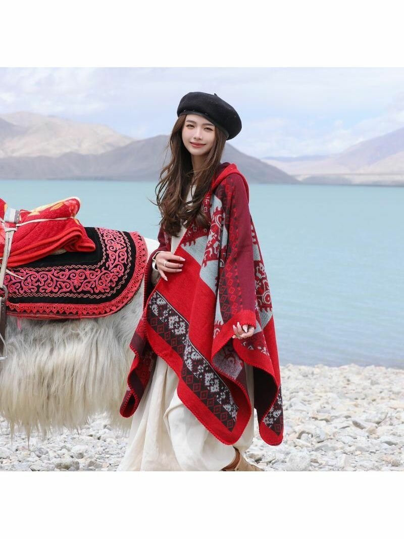 Плед-пончо 150 130 персидский красный Плед-пончо