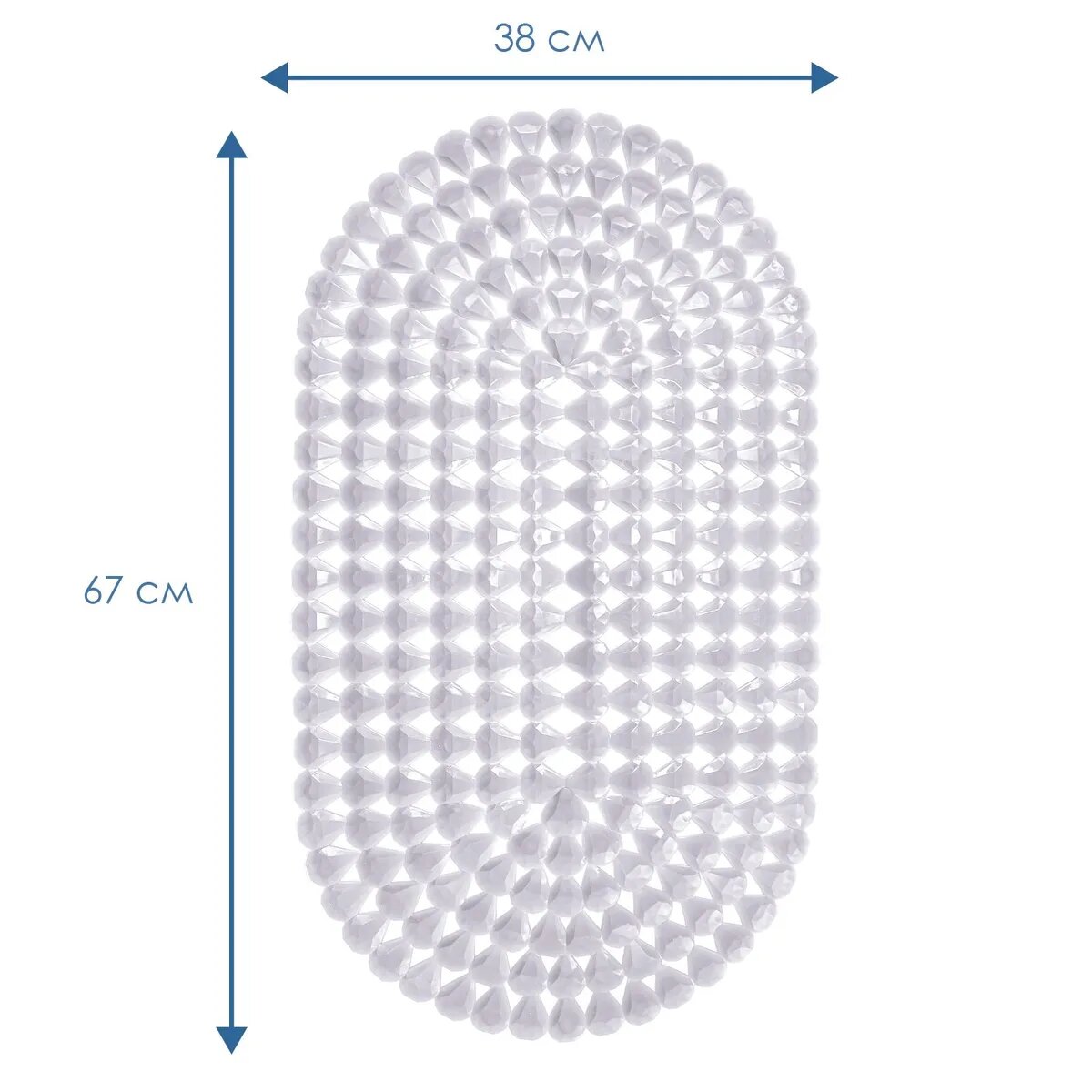 Коврик на дно ванны "Bath Mat Алмаз", овальный, силикон, прозрачный, 38x69 см