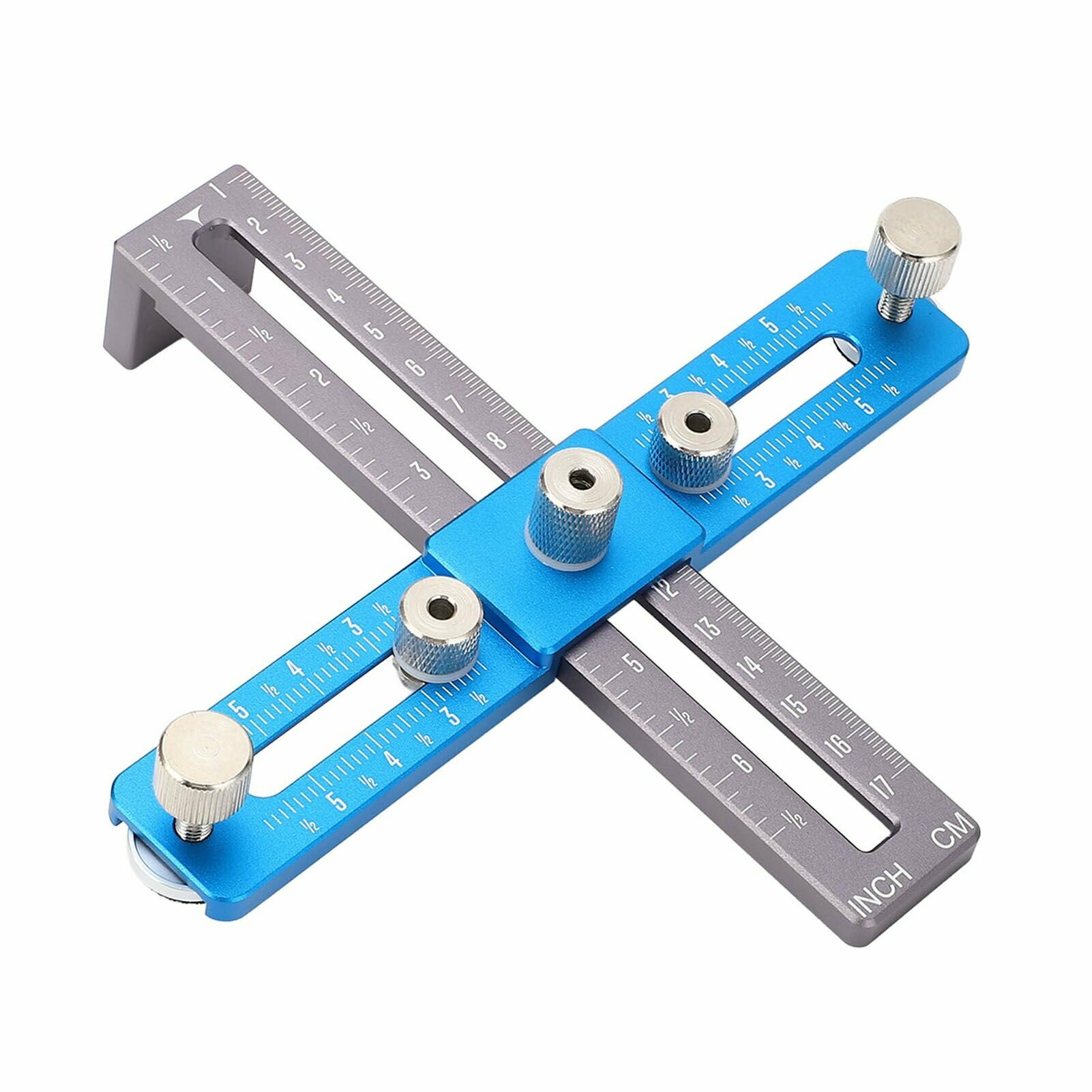 Шаблон инструмента для ручек шкафа из алюминиевого сплава в синем и сером цвете с точным позиционированием и многофункциональностью, для деревообрабатывающих работ