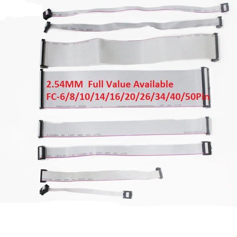 2 шт. 2,54 мм серый кабель FC-6P 8P 10P/14/16/20P 26PIN 34PIN 40PIN 50PIN 30 см JTAG провод загрузки для печатной платы
