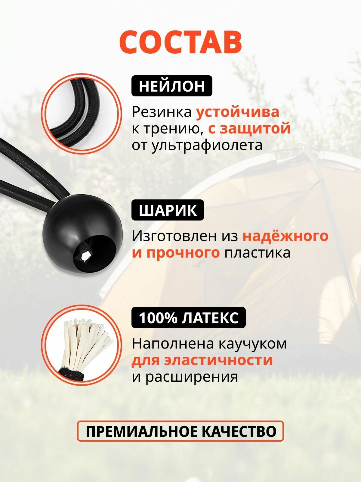 Петля фиксатор универсальная для тента, брезента, палатки - 20шт.