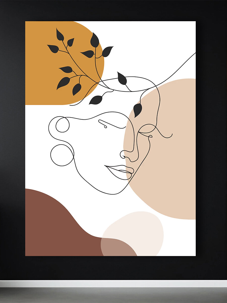 Картина на стену - "Силуэт девушки, лицо женщины абстракция" , 50х70 см.