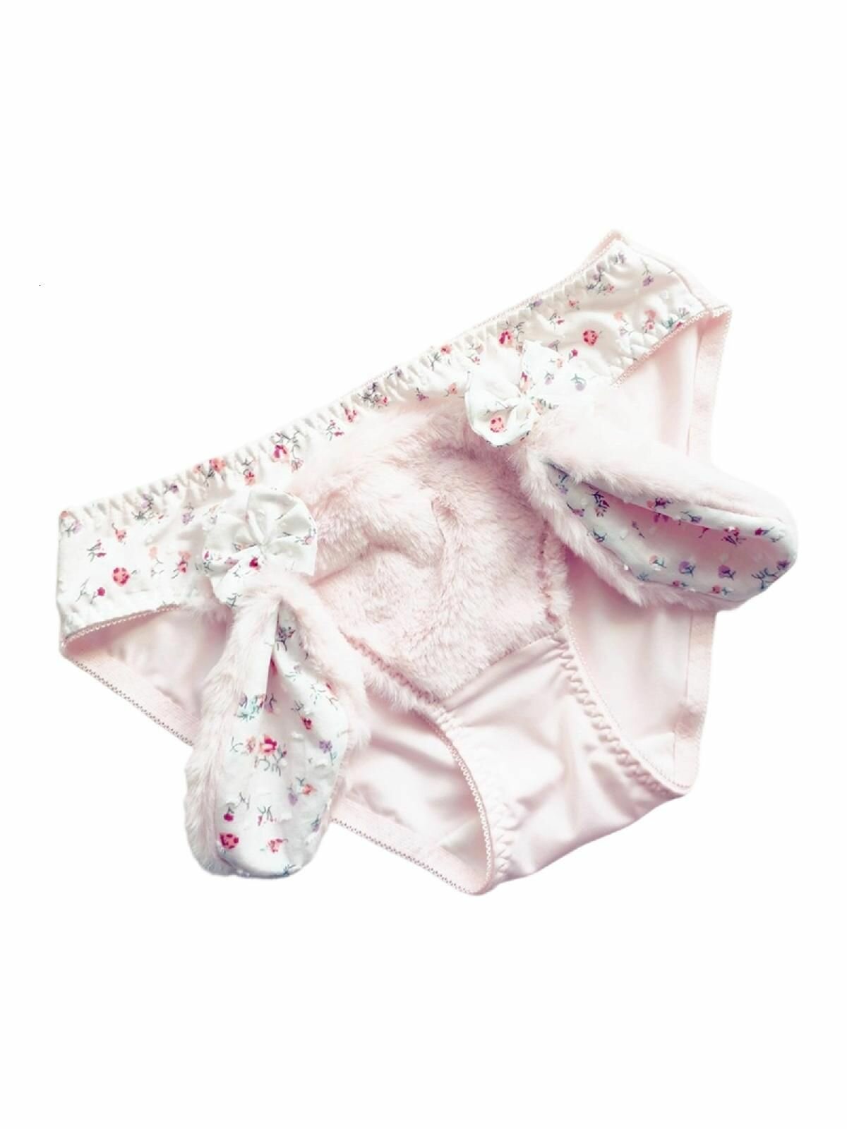 Мини-трусики с бантом и цветочным принтом, Розовый - XL