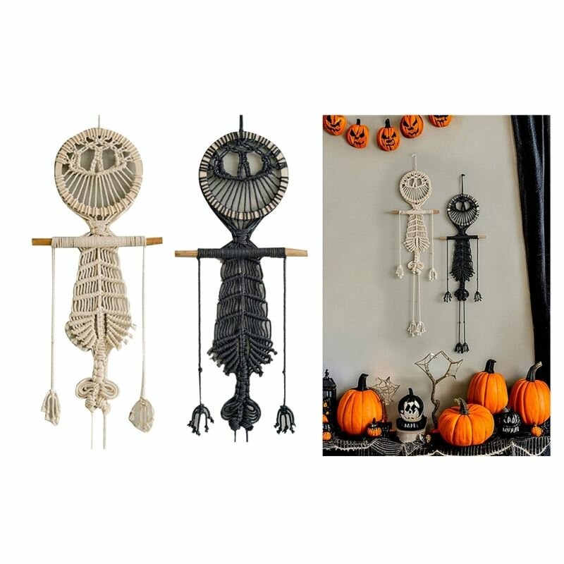 Настенное украшение в виде черепа с кисточкой готическом стиле-белый