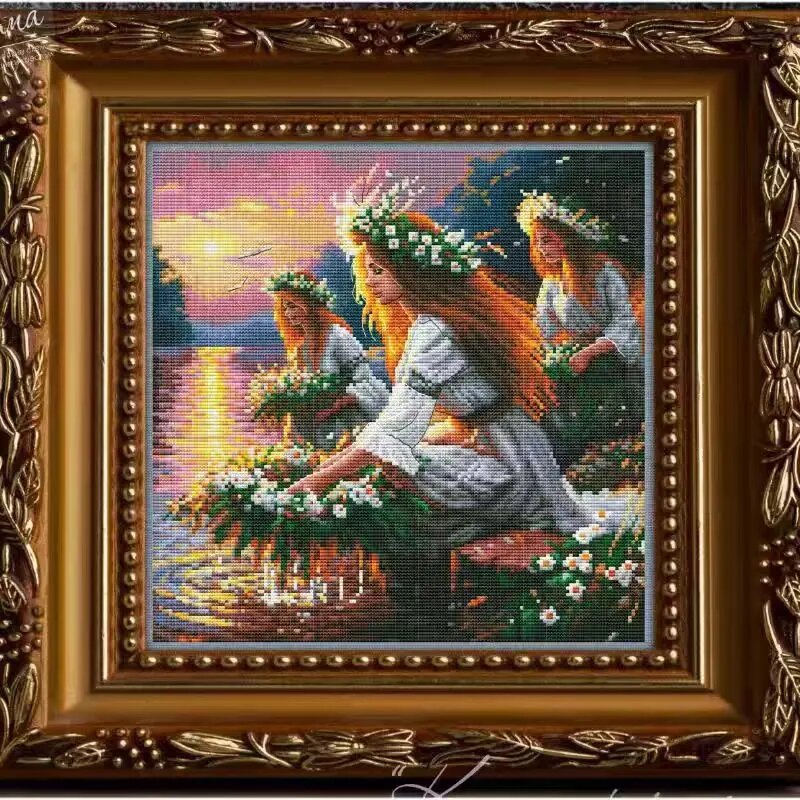 Набор для вышивки крестом Dahlia 18CT 16CT 14CT 14CT white canvas