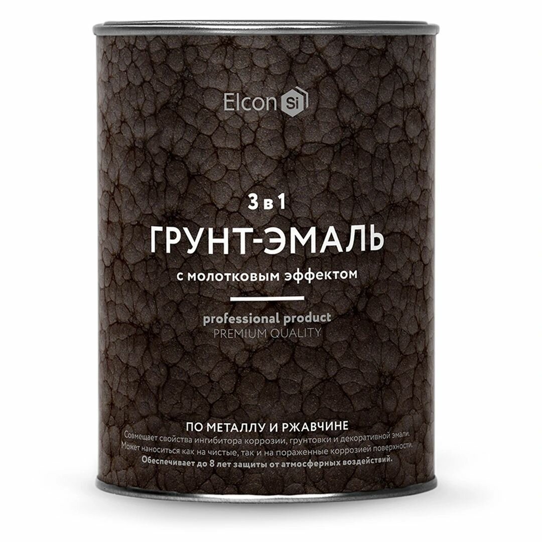 Грунт-эмаль ELCON по ржавчине, 3в1, молотковая синяя, 0.8 кг