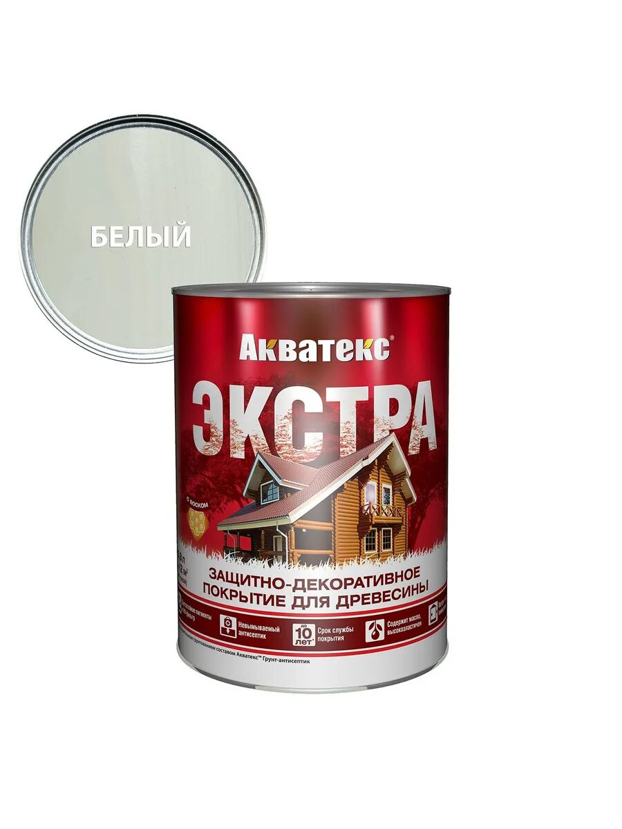 Акватекс-Экстра защ/декор. покр. алкид. п/глянц, белый 0,8л