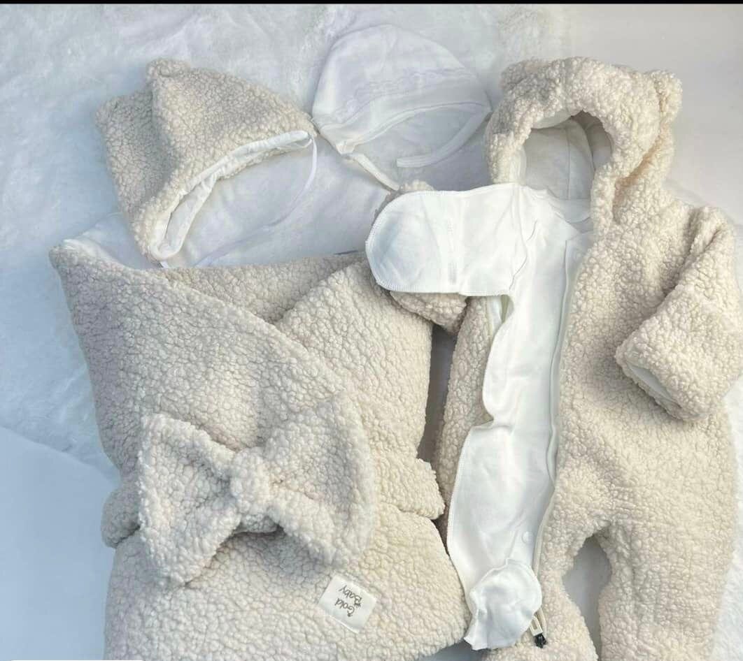 Конверт для новорожденных на выписку в коляску в роддом бараш крем