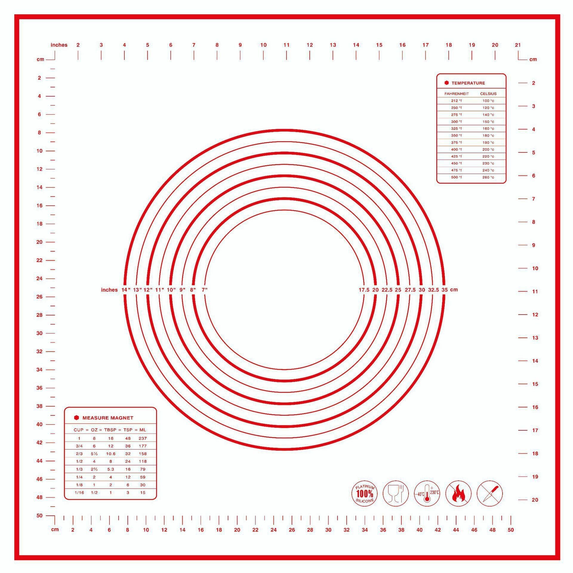 Пищевой силиконовый коврик для замешивания теста, утолщенная разделочная доска для выпечки, 50*60 см, красный, черный
