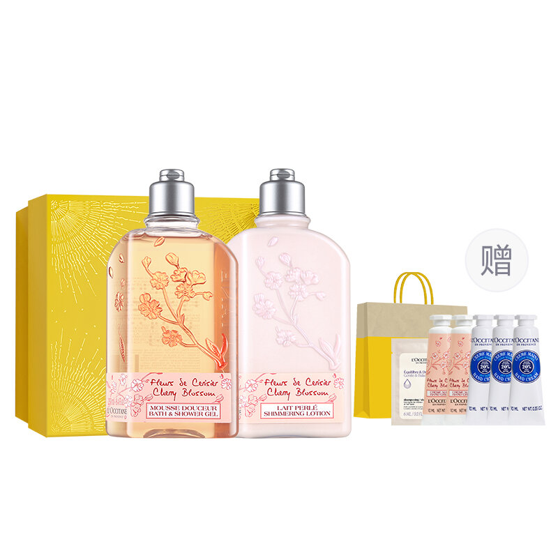 Набор для душа и тела женский LOCCITANE Цветы вишни успокаивающий 2 в 1 с подарочным сэмплом