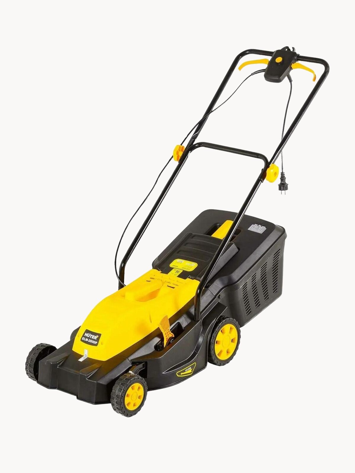 Газонокосилка электрическая HUTER ELM-2000P, 2 кВт, ширина скоса 43см, пластиковый травосборник на 45л