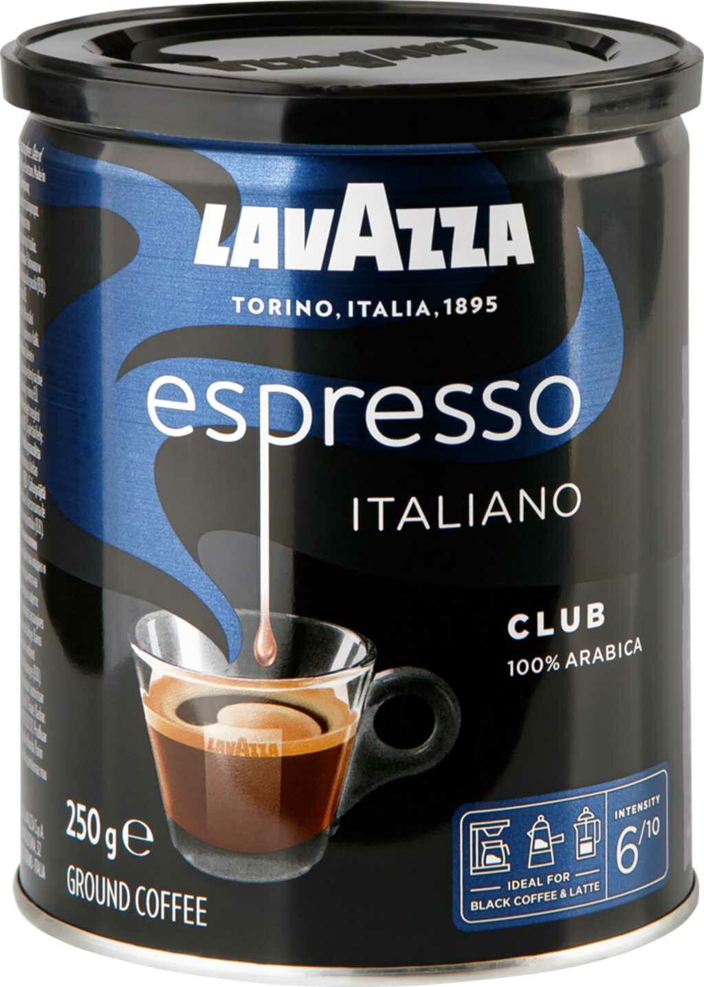 Кофе молотый Lavazza Club, 1 штука, 250 грамм, банка из жести
