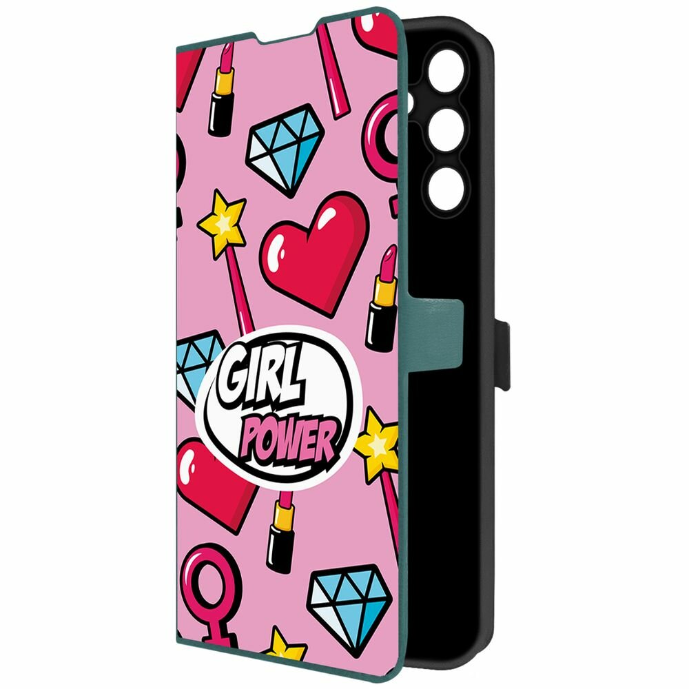 Чехол-книжка Krutoff Eco Book для Samsung Galaxy A15 4G (A155) Girl Power (зелёный опал)