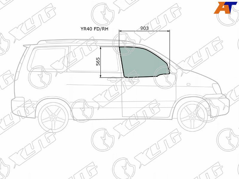 Стекло боковое опускное (Спереди / Справа / Цвет зеленый) Toyota Lite Ace 96-07 / Lite Ace Noah 96-01