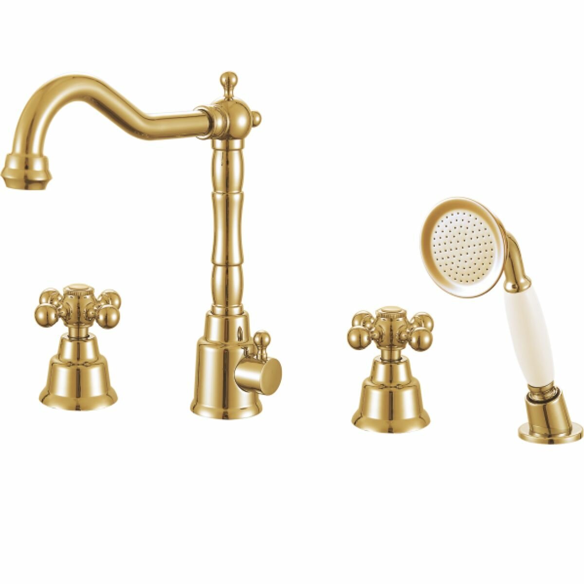 Смеситель на борт ванны на 4 отверстия "GANZER" 09033E Золото