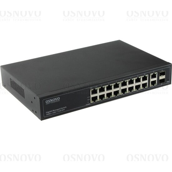 Коммутатор Gigabit Ethernet управляемый на 18 RJ45 + 2 GE SFP порта Osnovo SW-71802/L