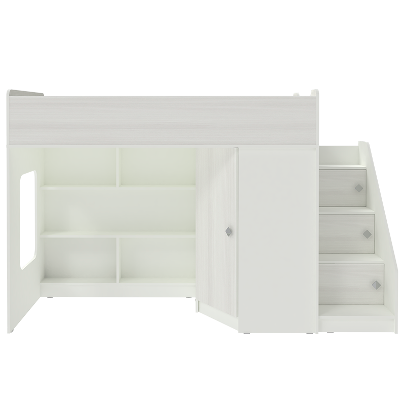 Кровать чердак Л-43.2.1 Белый Белое Дерево