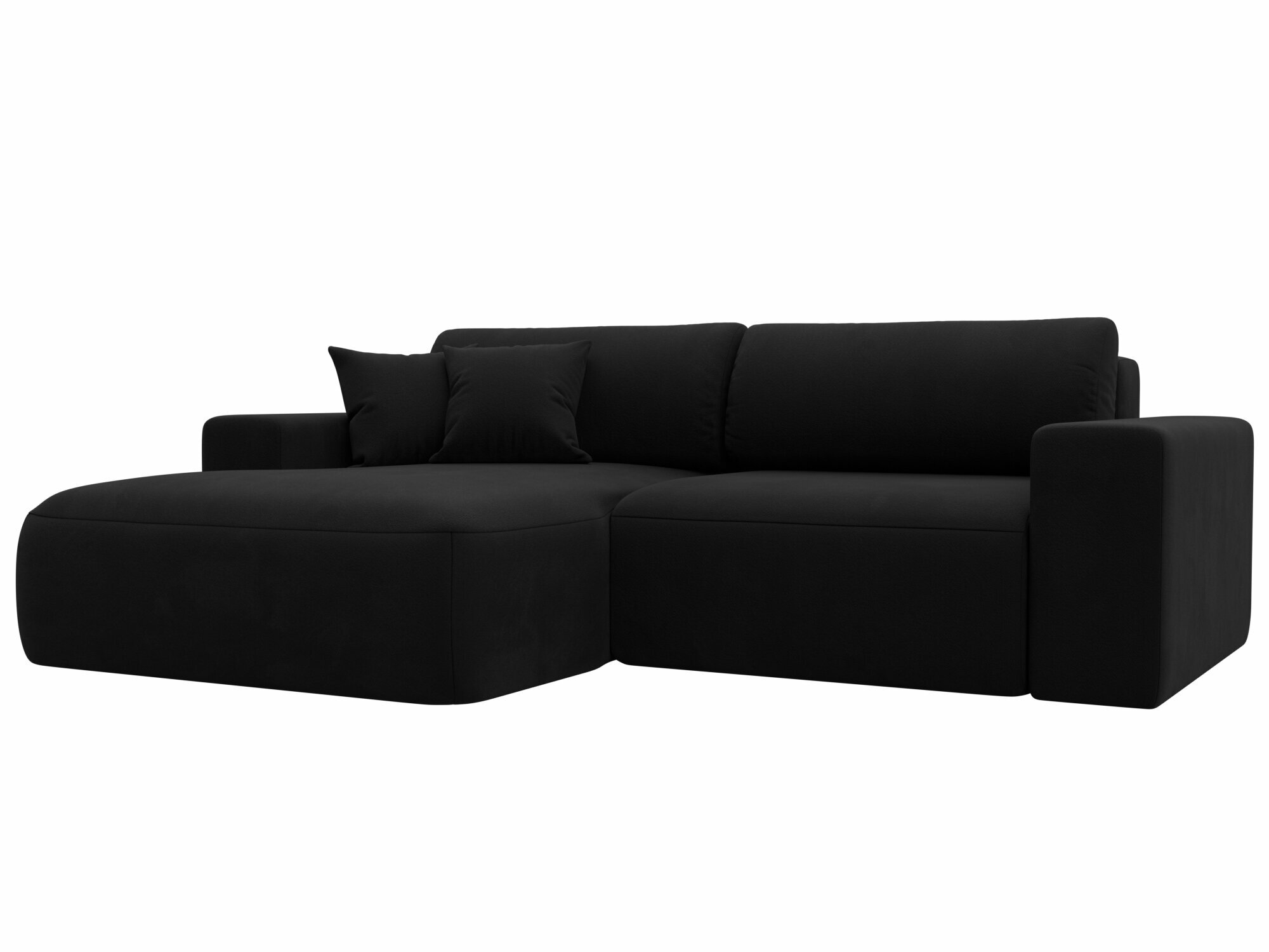 Диван угловой Лига-036 НПБ Классик левый угол, микровельвет, механизм еврокнижка, черный, 253x165x84см. Хит Диванов