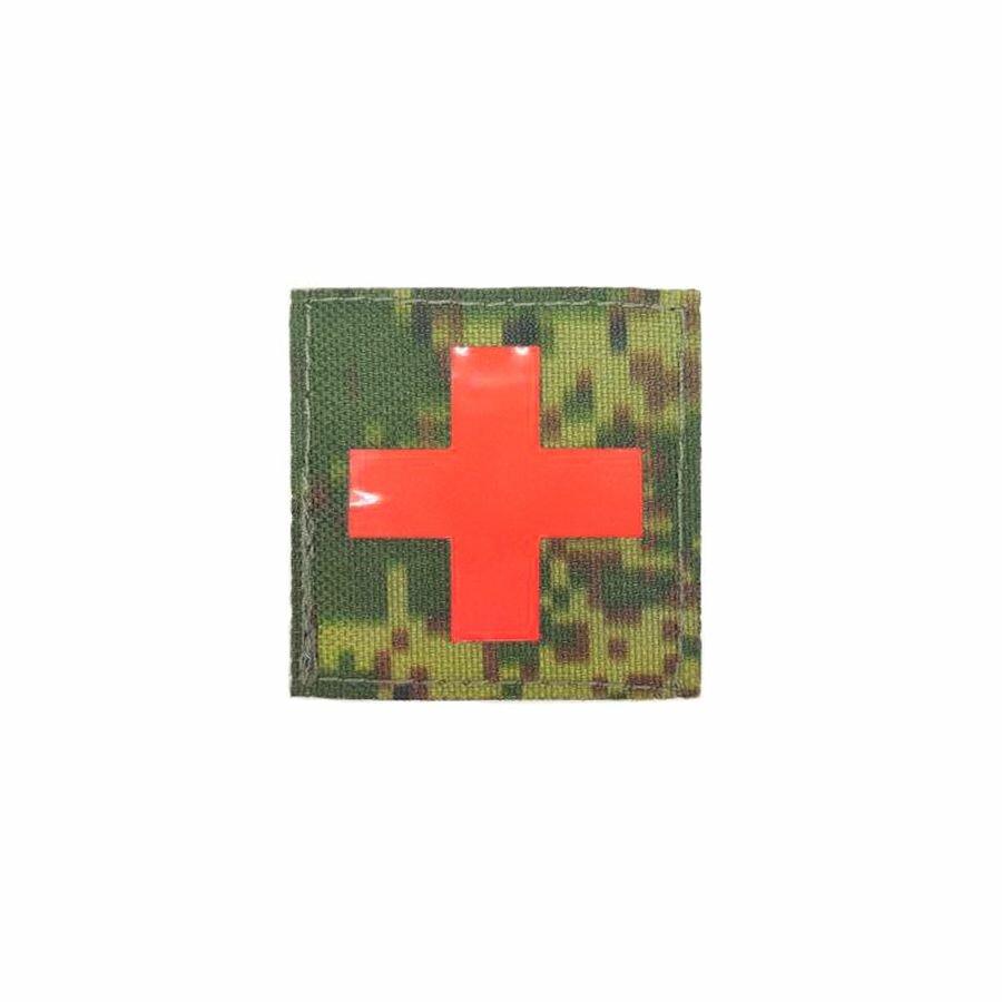 Нашивка , патч (шеврон) Медицинский крест 5*5см ЕМР/Красный отражающий