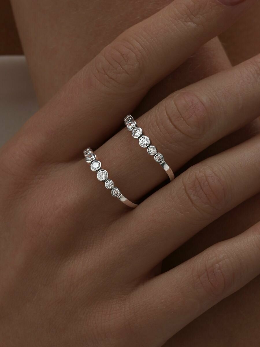 Кольцо дорожка, серебро, 925 проба, родирование, фианит