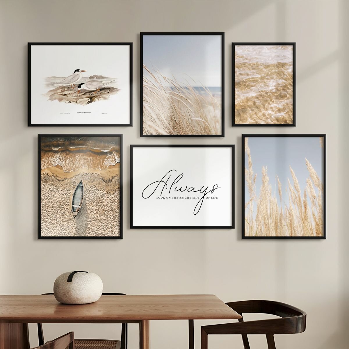 Постеры на стену для интерьера "Лодка на озере" 6 шт, набор постеров, плакаты на стену, 28 Картин