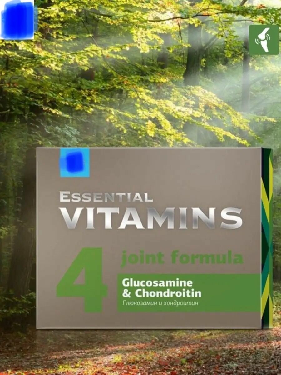 Глюкозамин и хондроитин Essential Vitamins, для суставов, хрящей и связок, 60 капсул