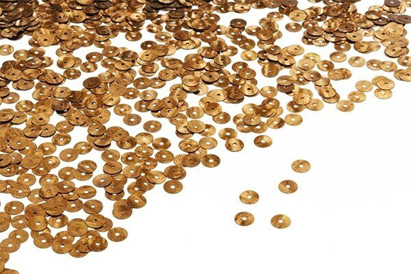 Пайетки россыпью (пайетки для рукоделия и творчества) круглые 6мм цв. медь упак.50 гр