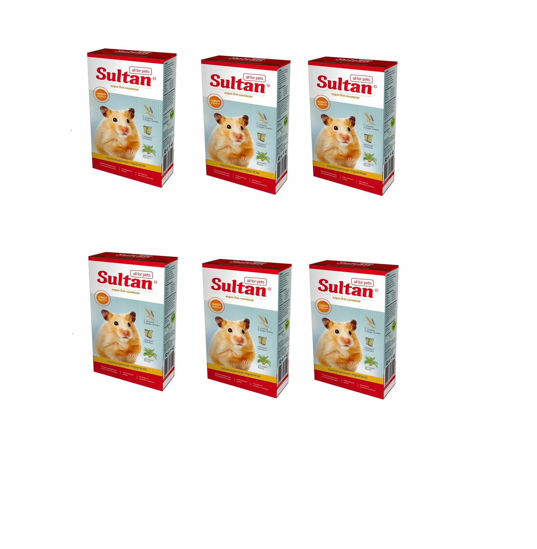 Sultan Premium Полнорационный корм для хомяков, 400 гр, 6 уп