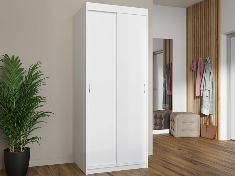 Шкаф купе для одежды со штангой "Эко 2" 100х220х60 Белый