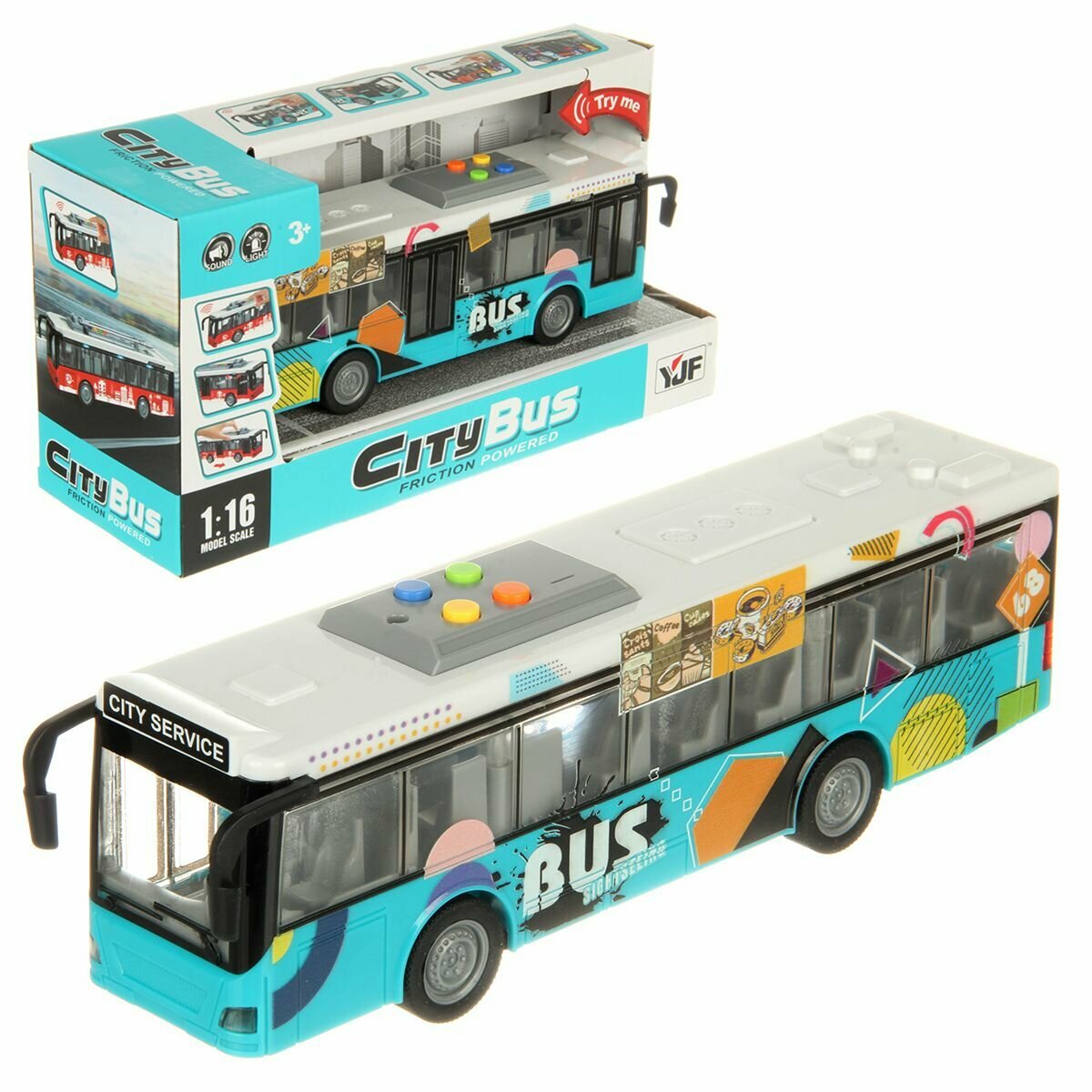 Детский инерционный автобус со светом и звуком, Veld Co