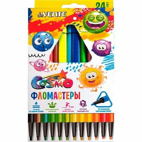 Фломастеры deVENTE 12 цветов "Trio" вентилируемый колпачок, трехгранные, европодвес (5081918)