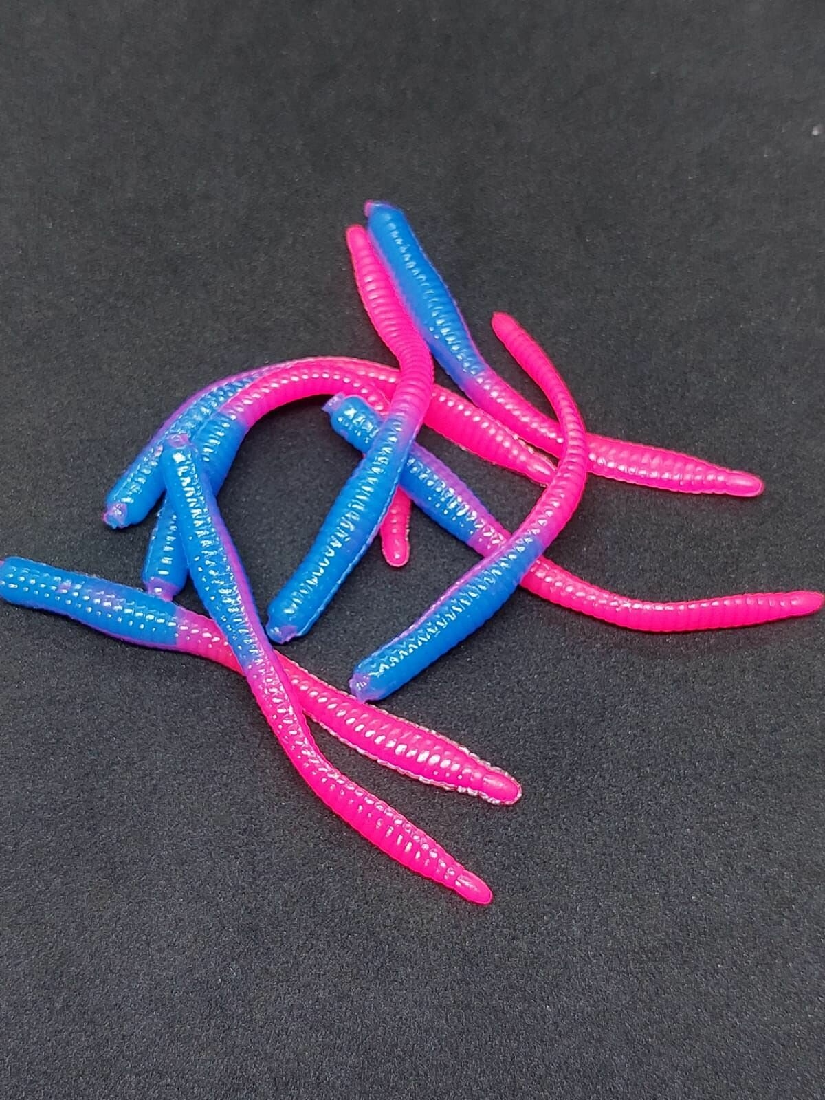 Силиконовые сьедобные приманки "Бобровый хвост". цвет голубой- розовый