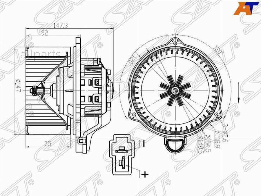 SAT ST-21700-8118022-10 Мотор отопителя салона (Левый руль) LADA Granta 11- / Datsun mi-Do 14-21