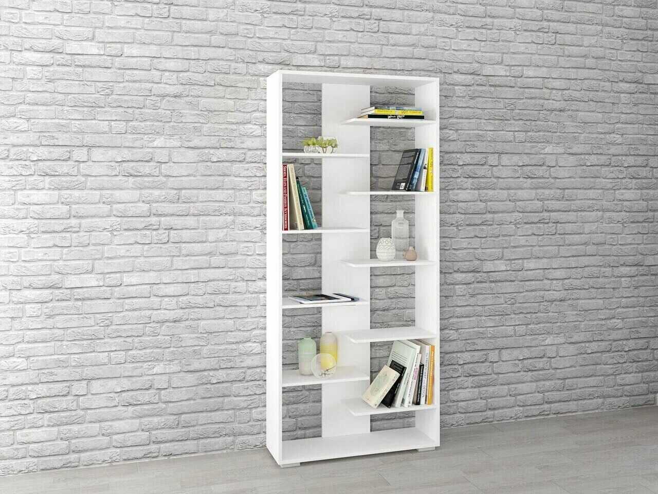 Стеллаж «Ромео-3», современный дизайн, 9 полок, белый (800х250х1800)