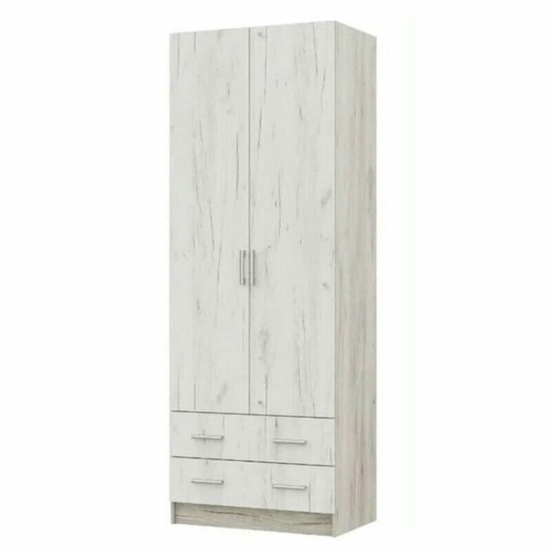 Шкаф 2-х створчатый ШК 603 М «Гармония», дуб крафт серый/дуб крафт белый (800х500х2200)